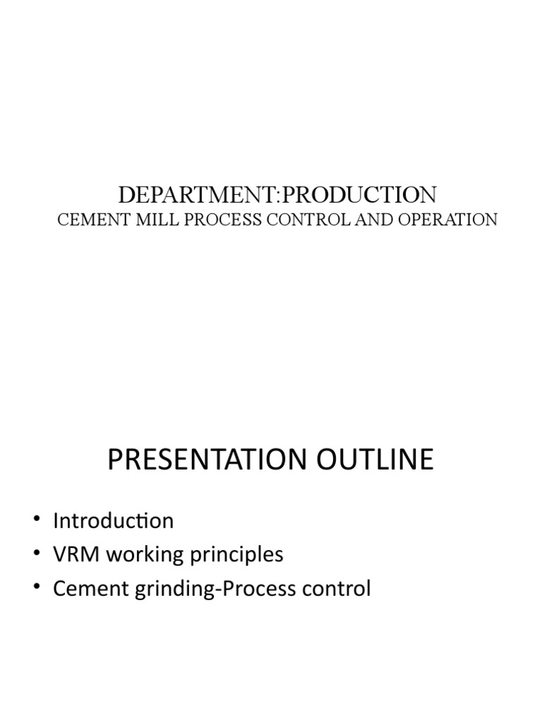 Department:Production: Cement Mill Process Control and Operation | PDF