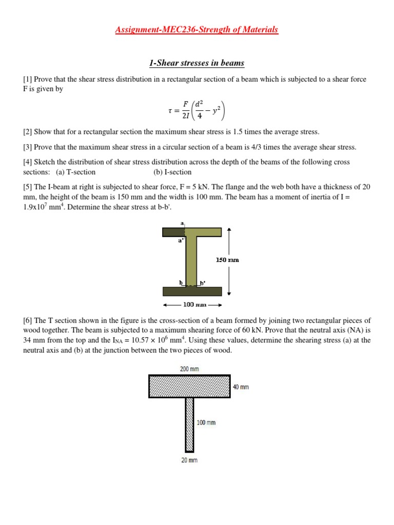 Assignment MEC236 | PDF | Beam (Structure) | Continuum Mechanics