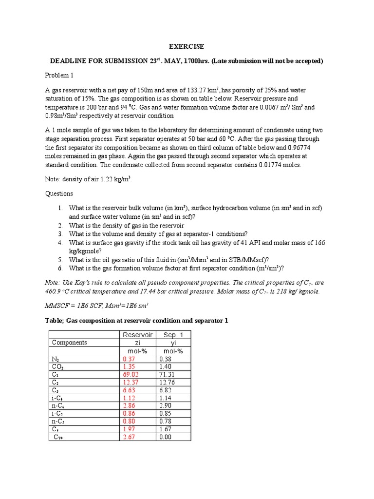 Exercise - Gas Calculation | PDF | Petroleum Reservoir | Mole (Unit)