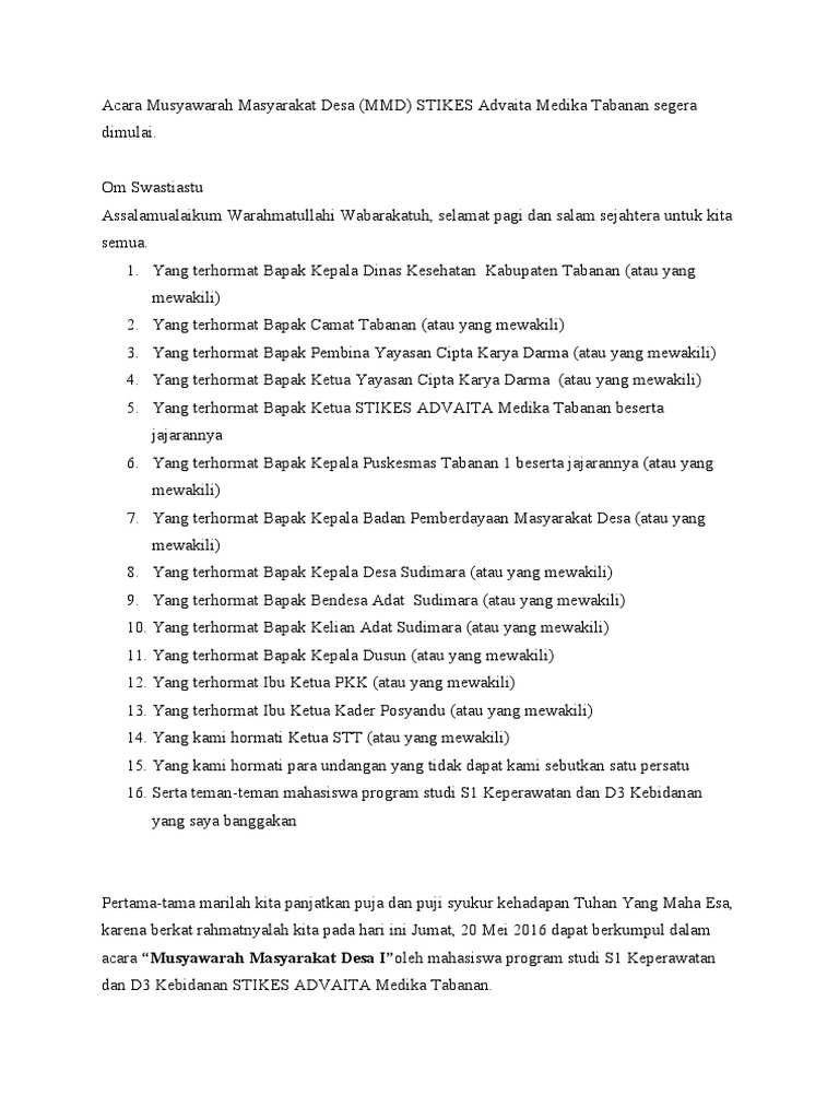 Naskah Acara MMD 1 Ds Sudimara | PDF