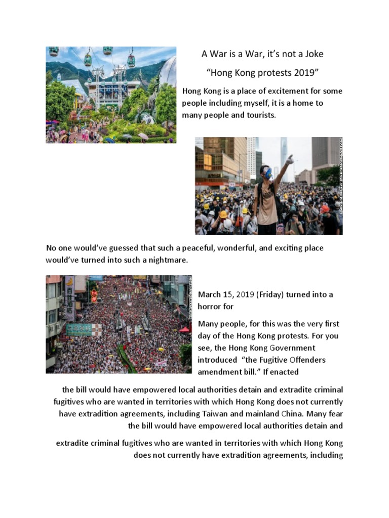 A War Is A War, It's Not A Joke "Hong Kong Protests 2019" | PDF ...
