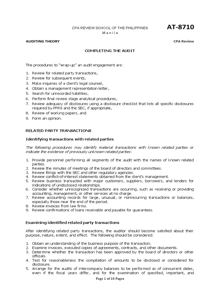 Completing the Audit Procedures Guide | PDF | Going Concern | Auditor's ...