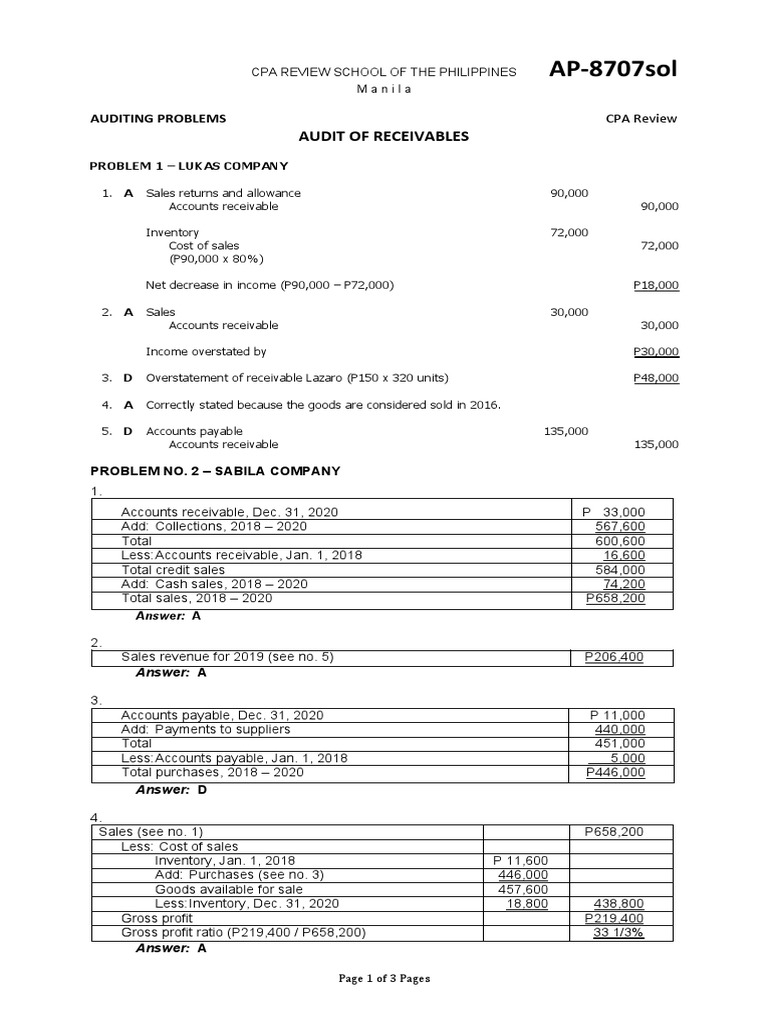 Audit Problems in Accounts Receivable | PDF | Bad Debt | Debits And Credits