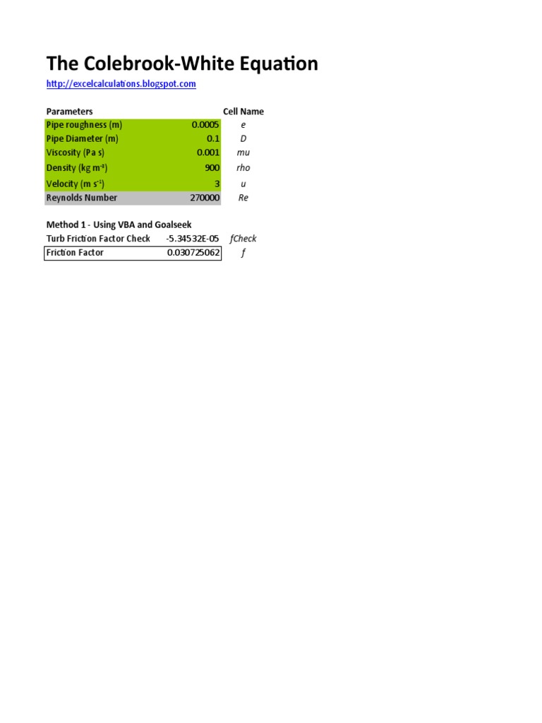 Colebrook White Goal Seek Automatic | PDF | Science & Mathematics