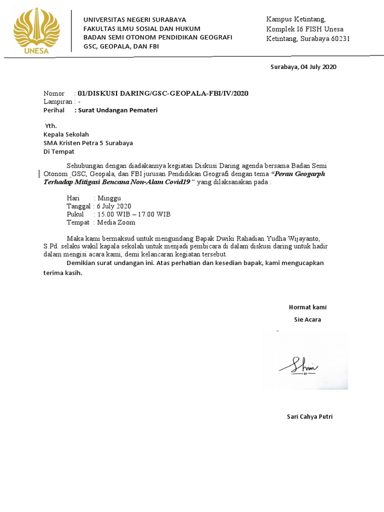 Surat Pak Dwiki | PDF