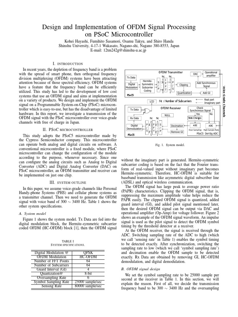 Design and Implementation of Ofdm Signal Processing On Psoc Microcontroller | PDF | Orthogonal ...