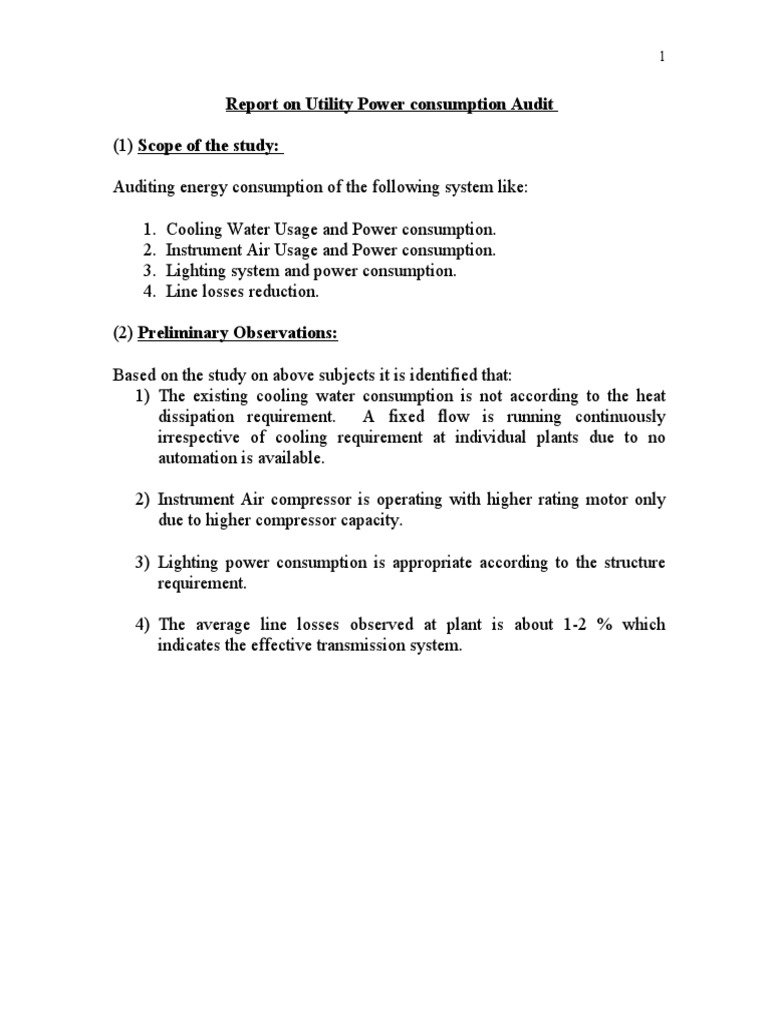 Plant Utility Audit Report | PDF | Air Conditioning | Water