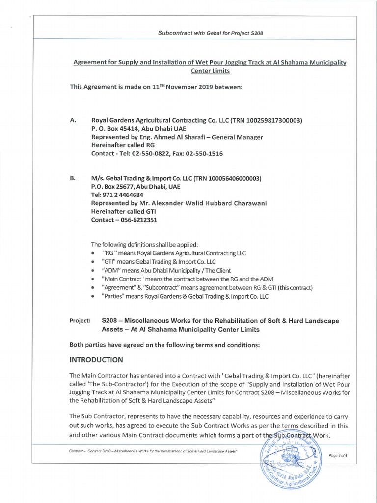 Sub-Contract Ag S208-RF PDF | PDF