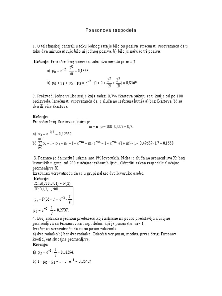 Poasonova - ZADACI - ZA - VEZBU | PDF