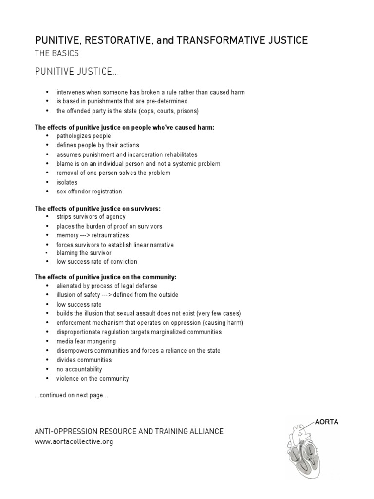 Punitive, Restorative, and Transformative Justice | PDF | Punishments ...