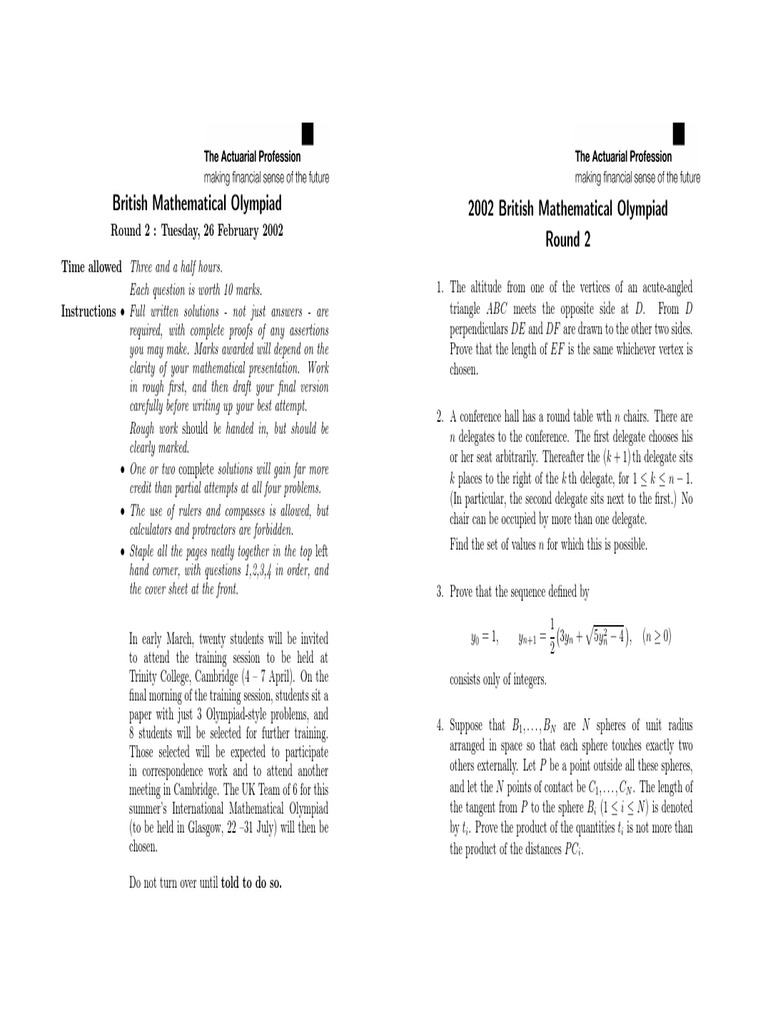 Bmo2 2002 PDF | PDF | Sphere | Mathematical Concepts