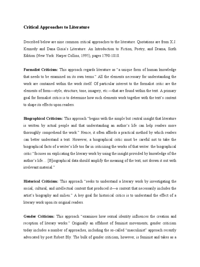 Nine Critical Approaches to Literature | PDF | Archetype | Unconscious Mind