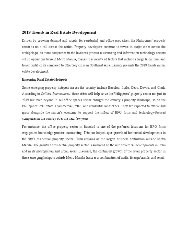2019 Trends in Real Estate Development | PDF