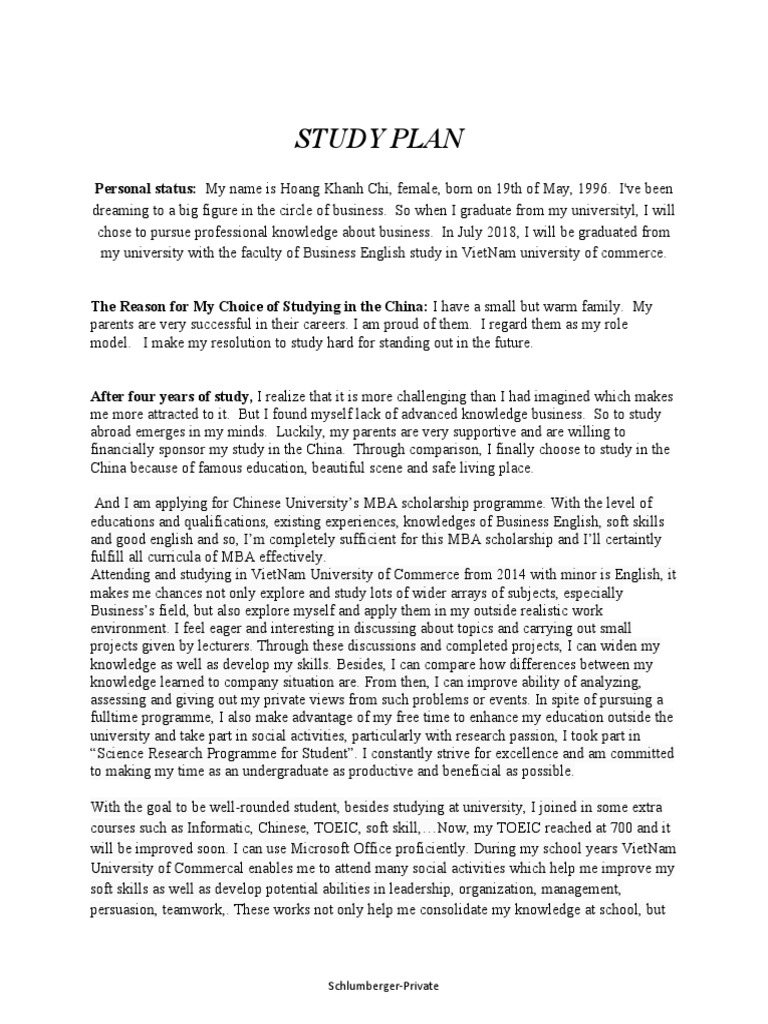 Study Plan 1 | PDF | Thesis | Master Of Business Administration