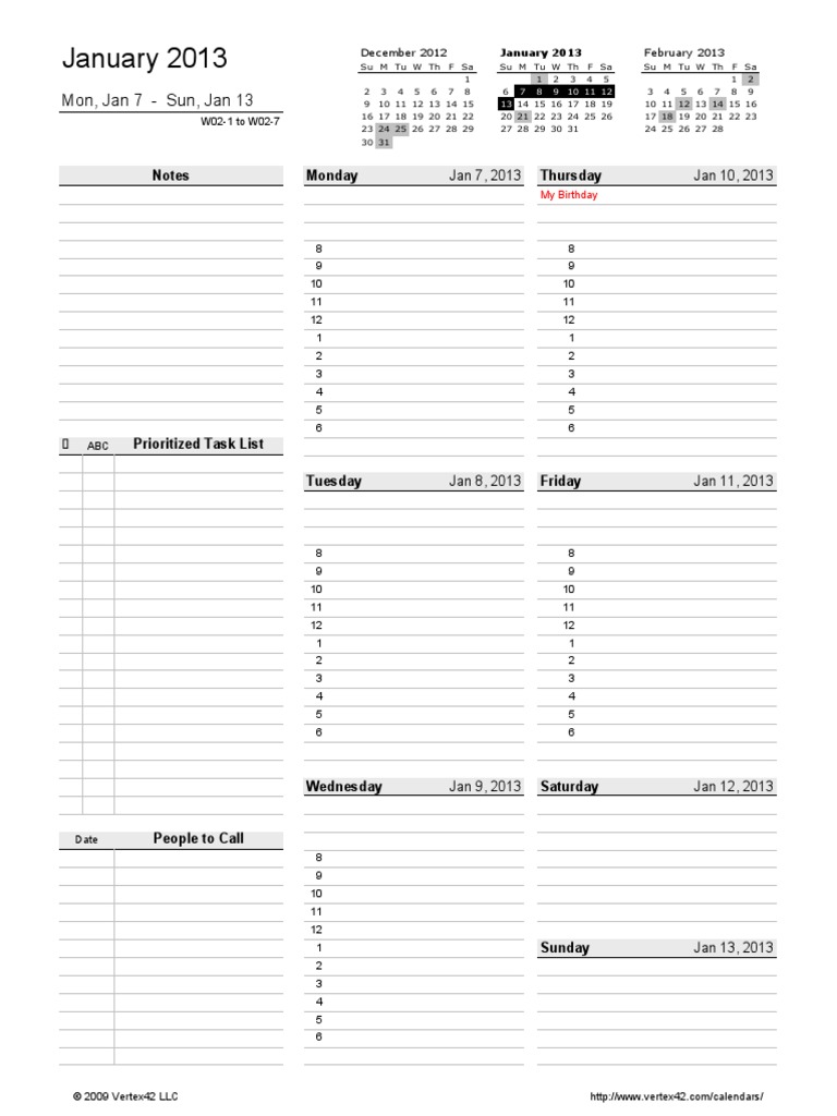 Weekly Planner | PDF | Holidays | Workweek And Weekend