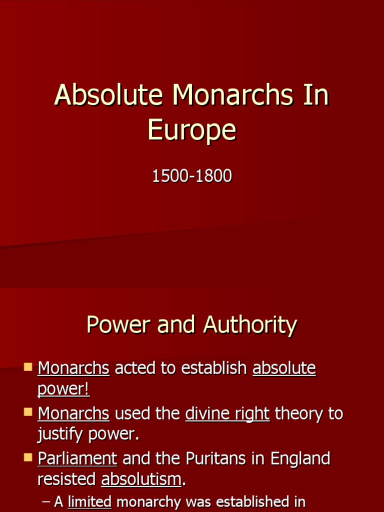 Absolute Monarchs in Europe | PDF | Absolute Monarchy | Parliament