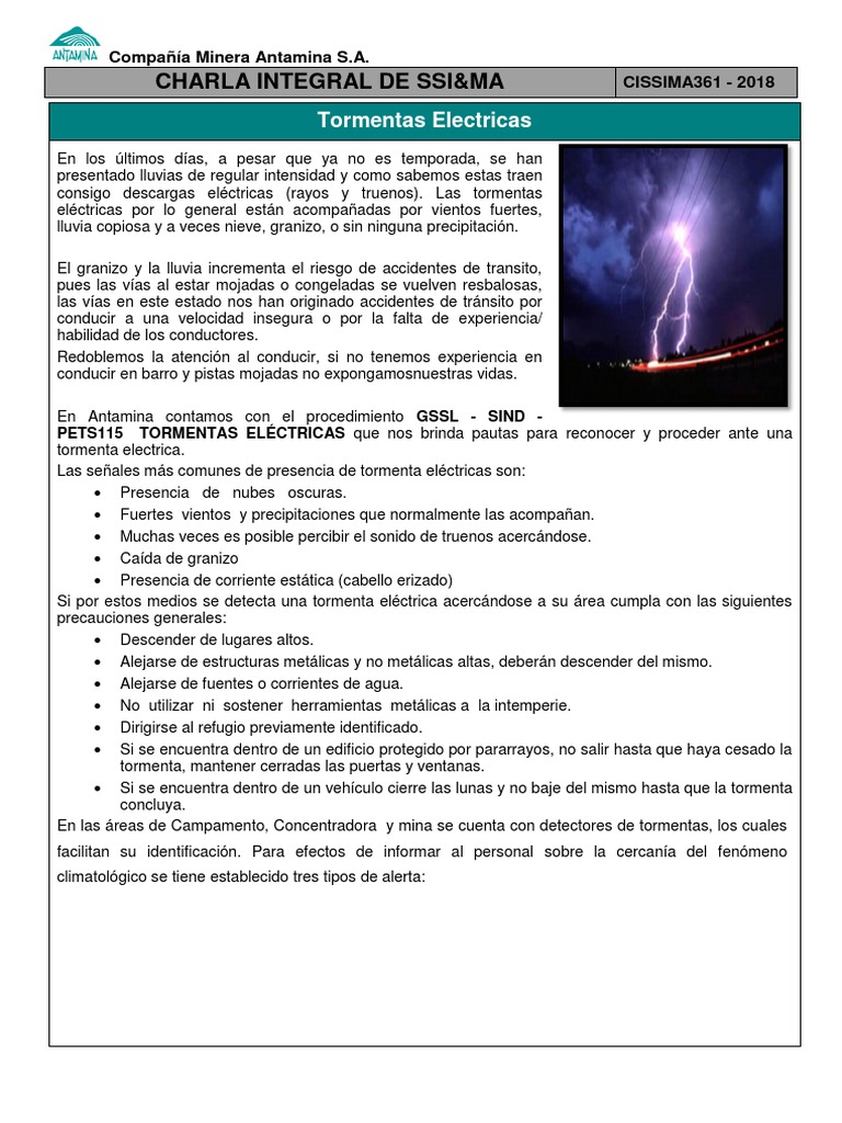 Charla Integral SSIMA 361 Tormentas Electricas | PDF | Tormenta | Granizo
