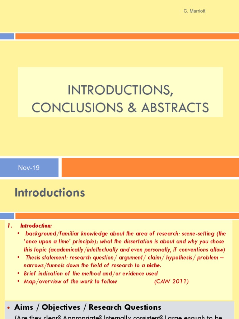 Introductions, Conclusions Abstracts | PDF | Abstract (Summary) | Thesis