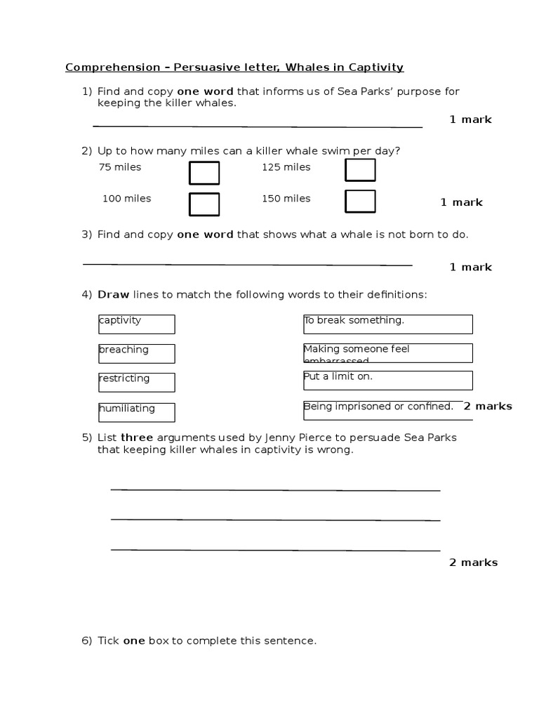 Comprehension SATs Style Questions | PDF