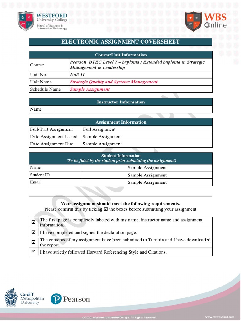 SQSM Sample Assignment 2020-Updated | PDF | Quality Management | Evaluation