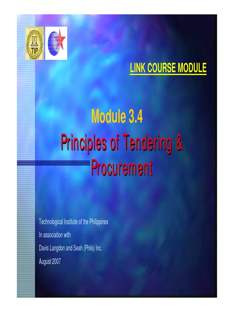 Principles of Tendering & Procurement | PDF | Procurement | Risk