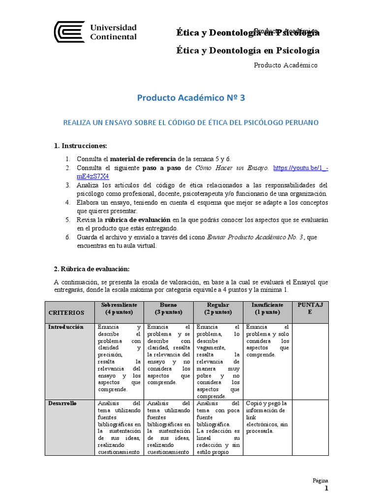 Producto Académico 3 (VF) (Entregable) | PDF | Ensayos | Sicología