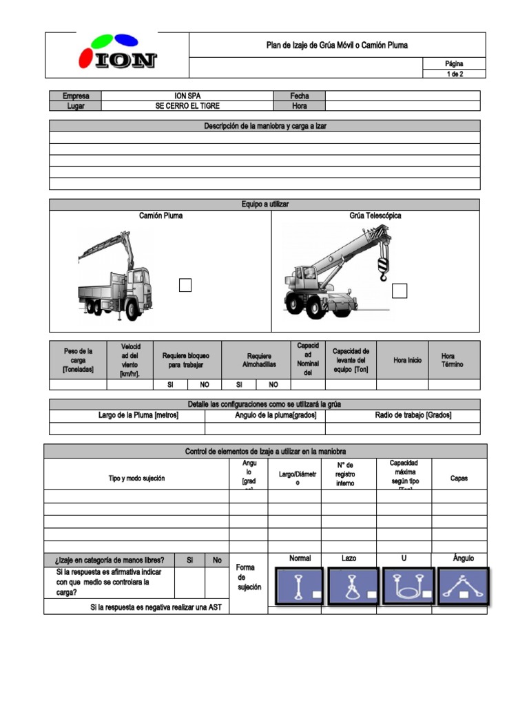 Plan de Izaje de Grúa Móvil o Camión Pluma, Contratista. | PDF | Camión