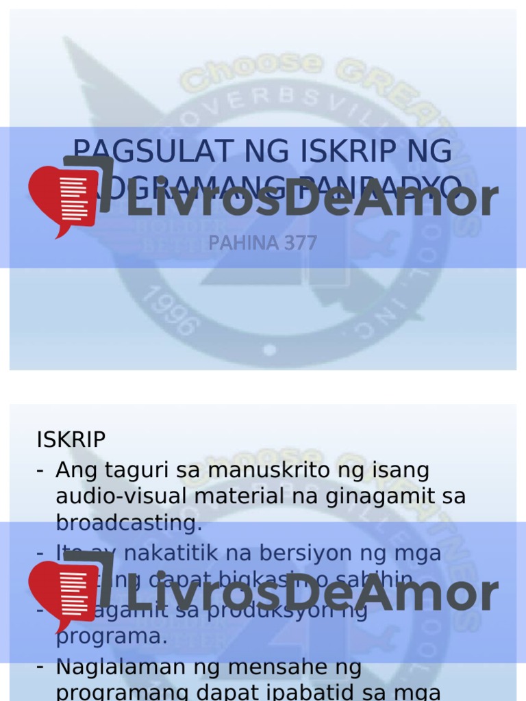 Pagsulat NG Iskrip NG Programang Panradyo | PDF