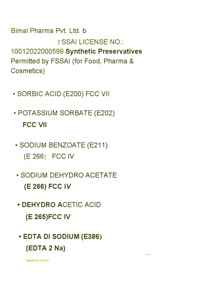 Synthetic Preservatives-1 | PDF | Pasta | Tablet (Pharmacy)
