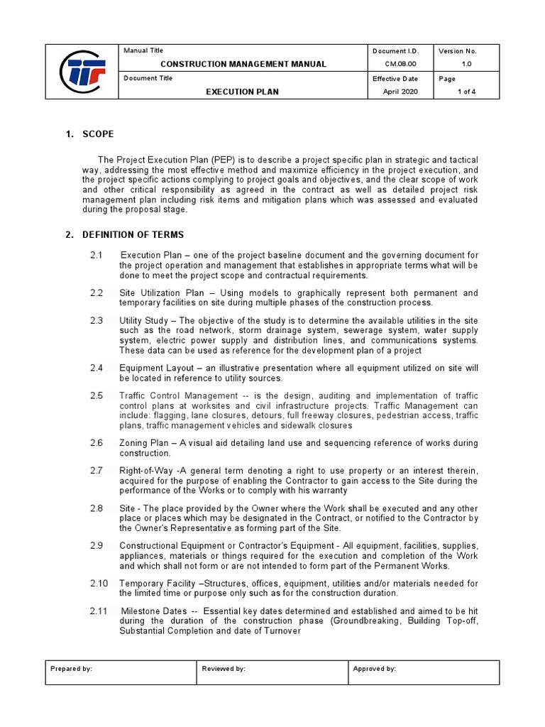 CM.08.00 Execution Plan | PDF | Specification (Technical Standard ...