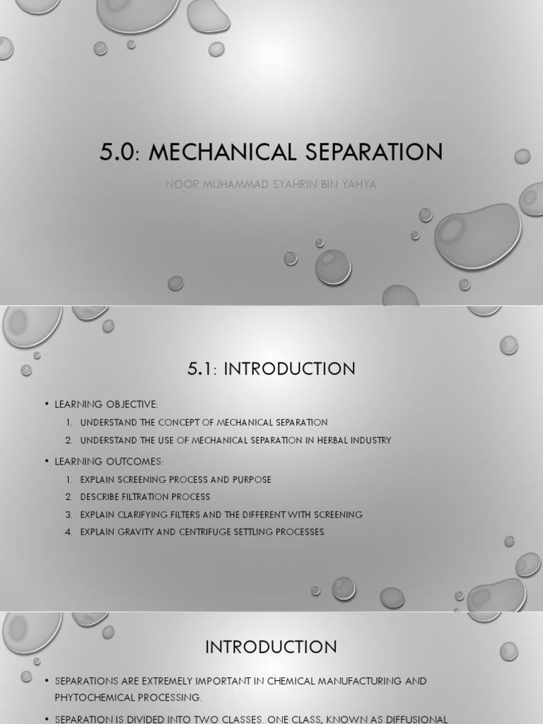 5.0: Mechanical Separation: Noor Muhammad Syahrin Bin Yahya | PDF ...