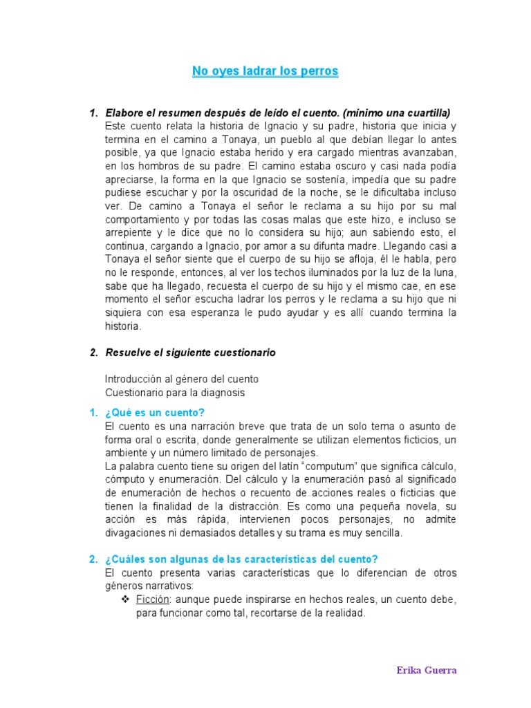 Cuento No Oyes Ladrar Los Perros | PDF | Cuentos | Novelas