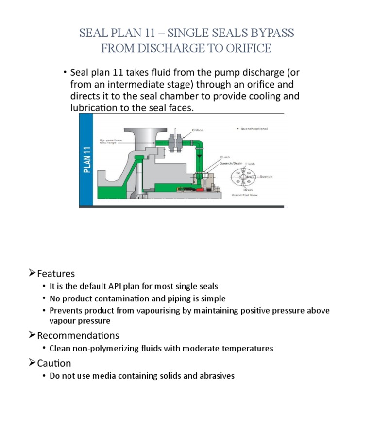 Seal Plan 11 - Single Seals Bypass From Discharge To Orifice | PDF