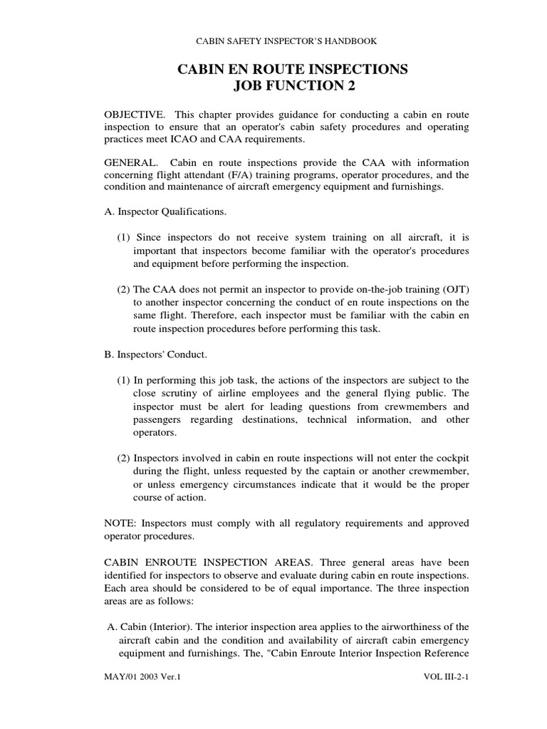 3-JF2 Cabin en Route Inspection-Viii 2-1 11 | PDF | Seat Belt | Federal ...