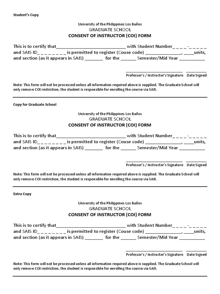 New Coi Form PDF | PDF | Graduate School | Social Institutions