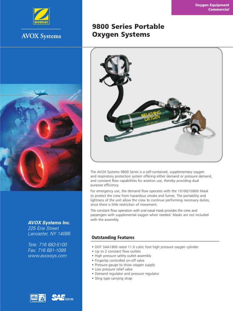 9800 Series Portable Oxygen Systems | PDF | Gases | Diving Equipment