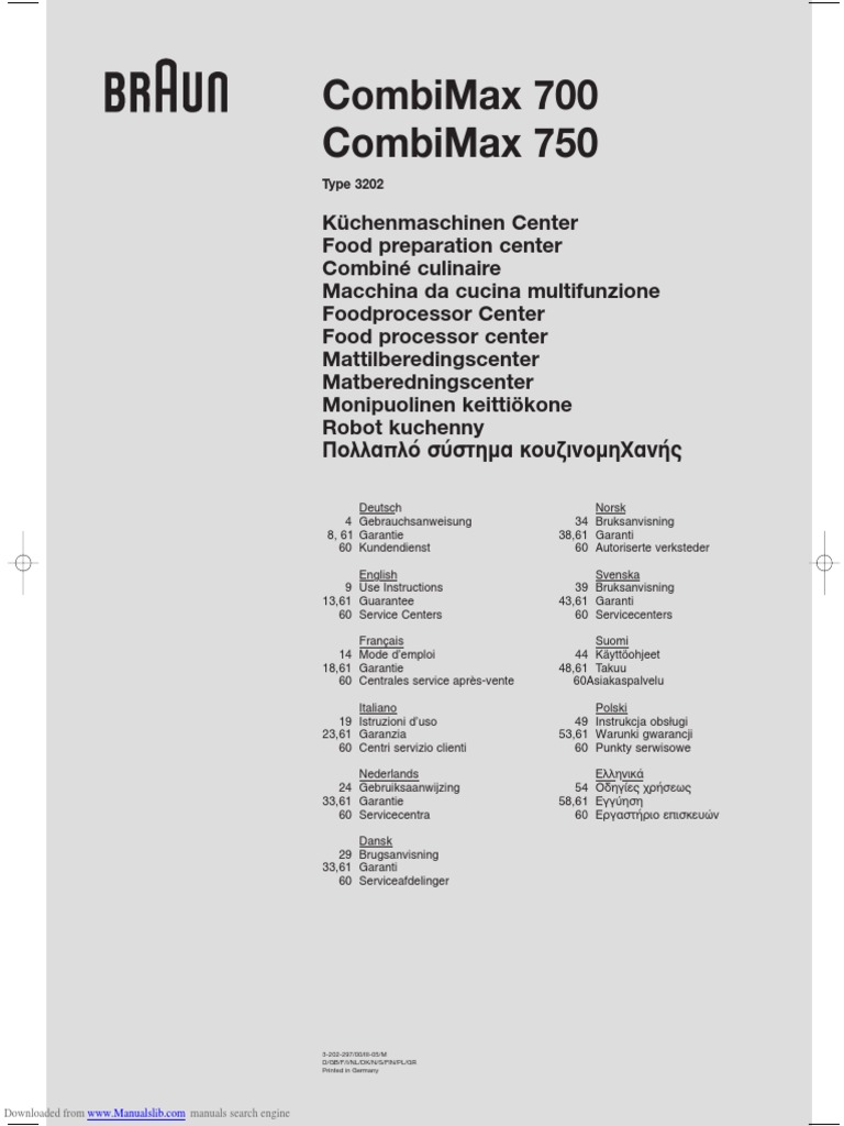 Combimax 700 Combimax 750: Type 3202 | PDF | Food Processor | Dough