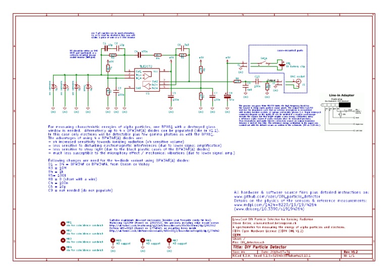 DIY Particle Detector Schematic v1-2 | PDF | Diode | Ionizing Radiation