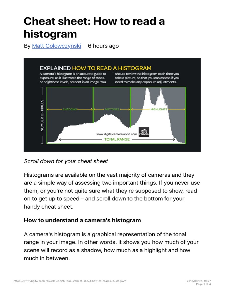 Cheat Sheet - How To Read A Histogram - Digital Camera World | PDF ...