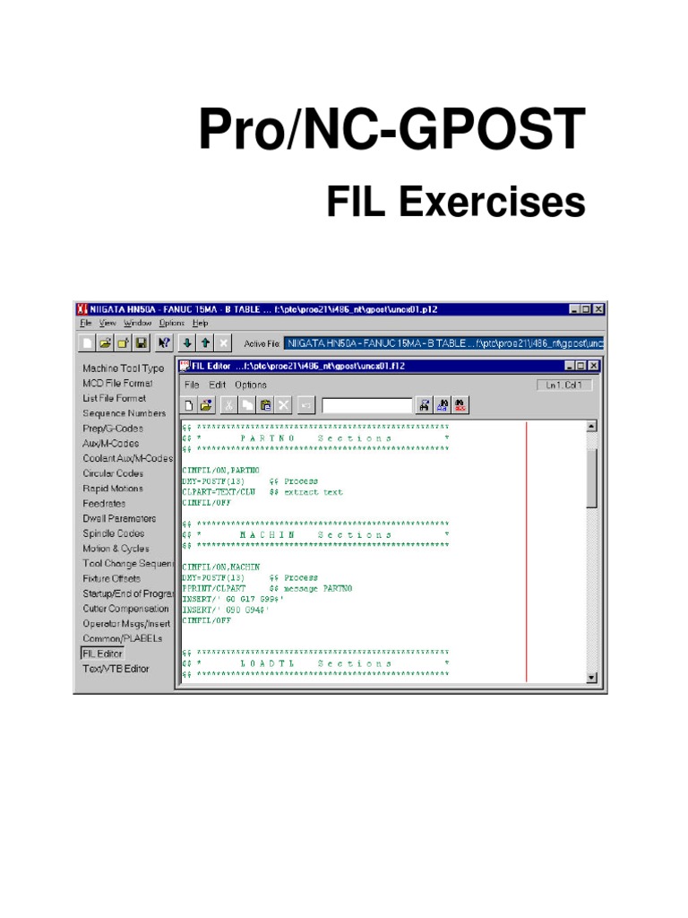 Pro/NC-GPOST: FIL Exercises | PDF | Macro (Computer Science) | Subroutine