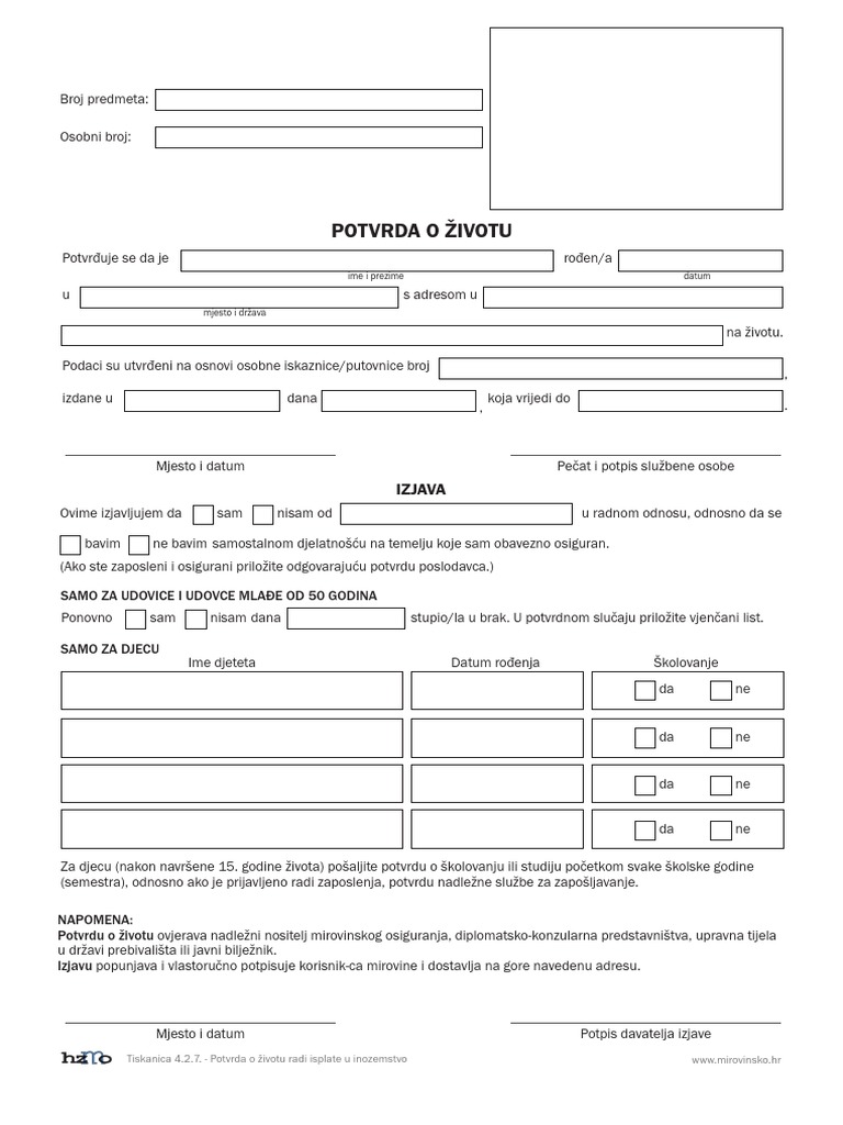 Potvrda o Životu PDF | PDF