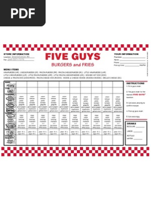 Five Guys Order Form Five Guys Cashier Talks Customer Out Of Getting