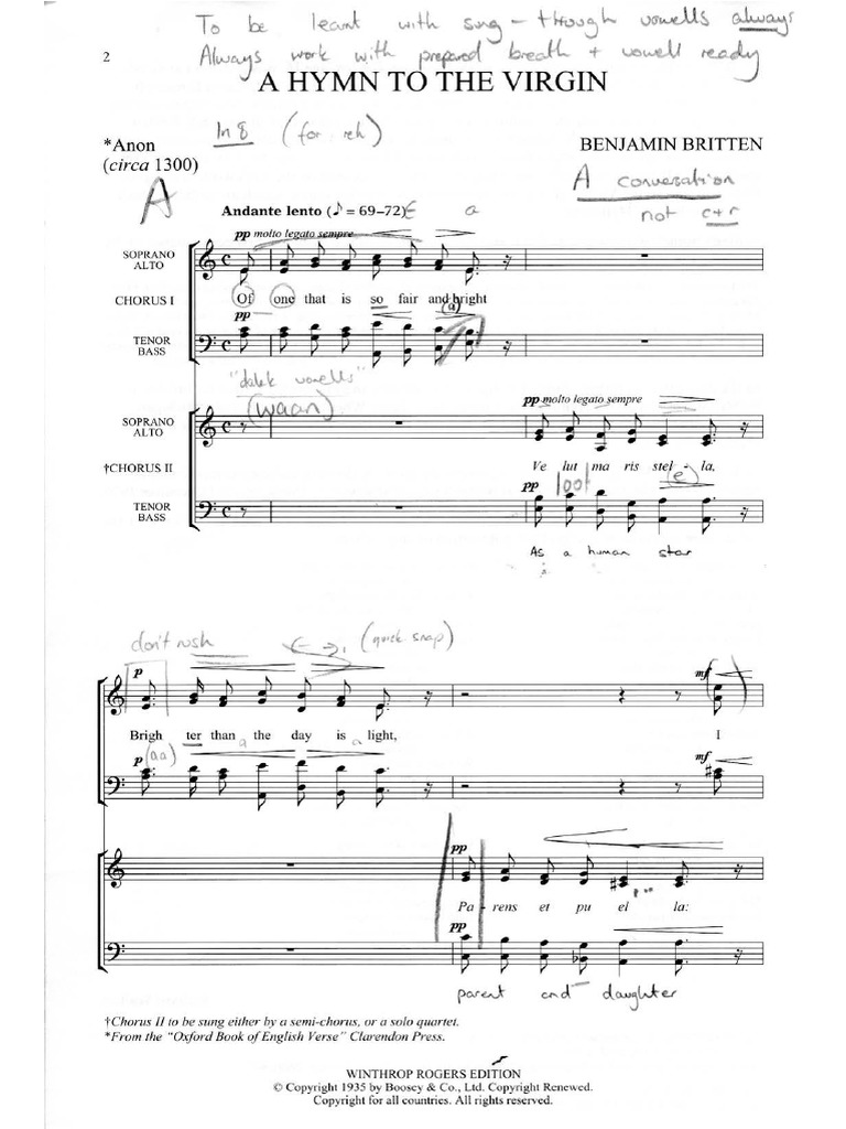 A Hymn To The Virgin - Britten PDF | PDF