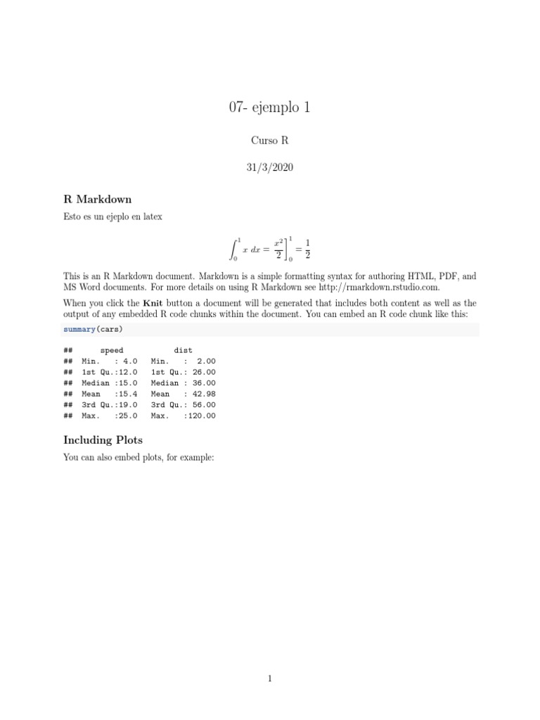 07-Ejemplo 1: R Markdown | PDF