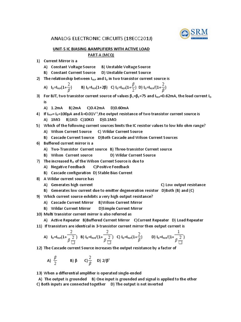 Unit-5 Question Bank | PDF | Amplifier | Bipolar Junction Transistor