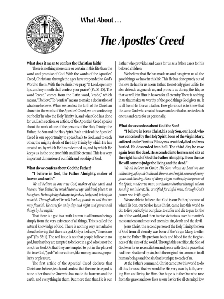 The Apostles Creed | PDF | God The Father | Christian Church