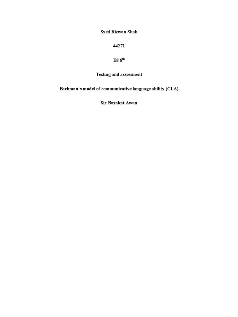 Bachman's Communicative Language Model | PDF