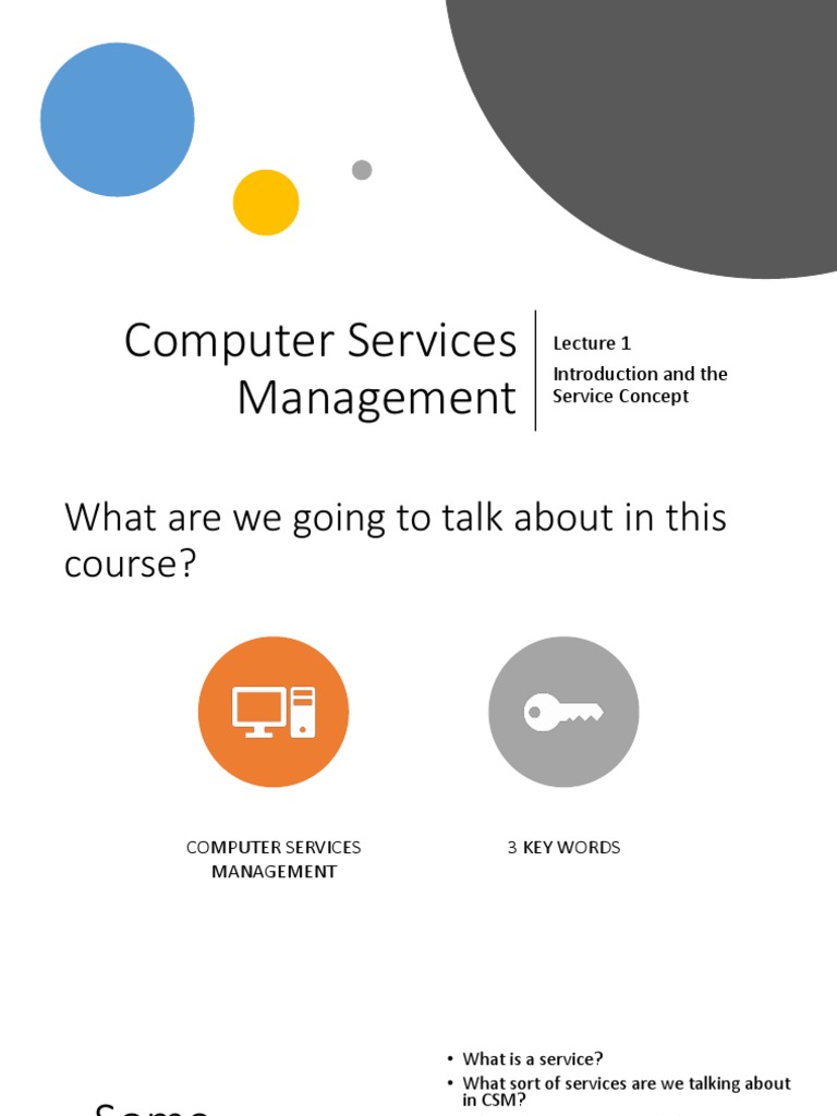 Computer Services Management: Introduction and The Service Concept ...