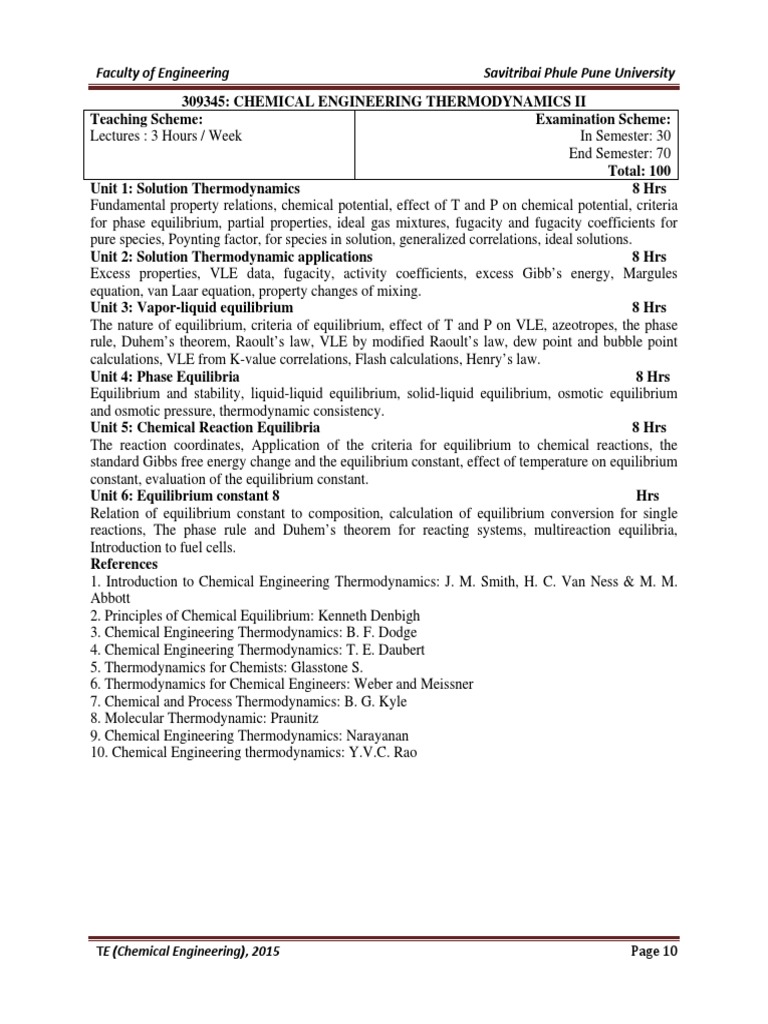 Chemical Engineering Thermodynamics-II | PDF | Chemical Equilibrium | Thermodynamics