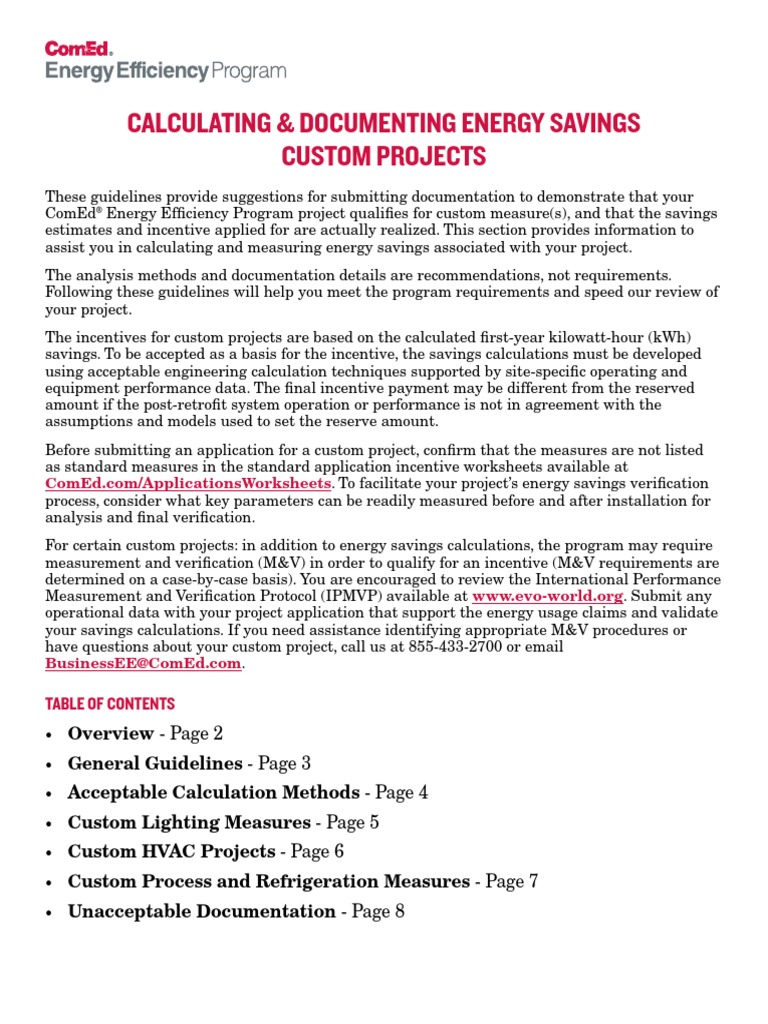 Calculating & Documenting Energy Savings Custom Projects | PDF ...